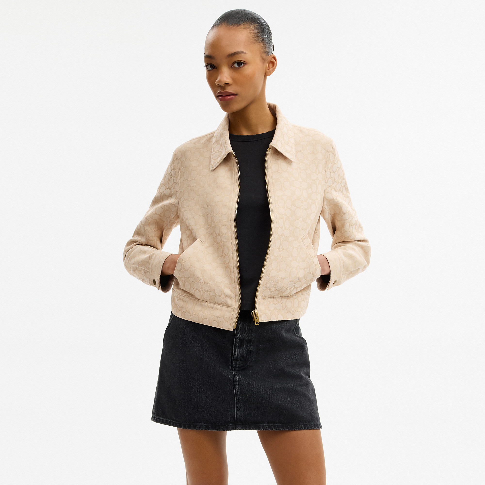 COACH OUTLET COACH Signature Zip Front Jacket